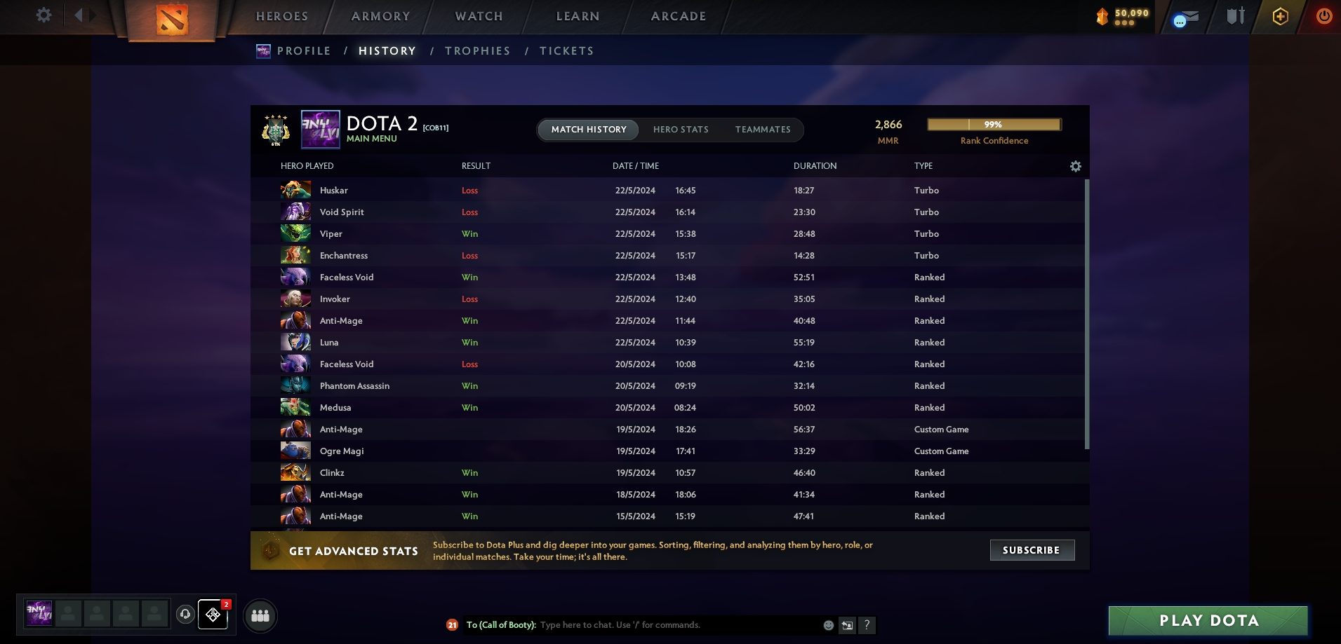 Аккаунт Dota 2 #190303. Рейтинг MMR: 2866; Уровень: 69; Порядочность: 12000; за 68 USD